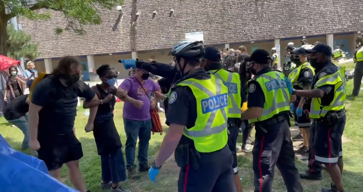 Protesters and police clash at Lamport Stadium Park as City of Toronto ...