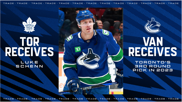 Maple Leafs acquire veteran defensemen Luke Schenn from Canucks and ...