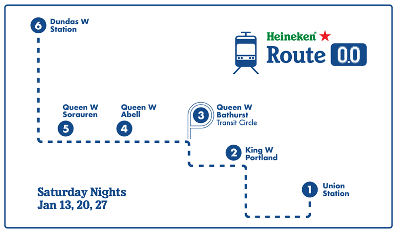 Climb aboard Heineken’s new ‘Route 0.0’ Toronto streetcar bar