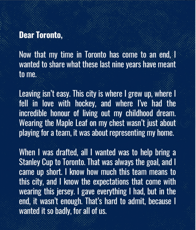 Marner bids emotional farewell to Leafs fans - Toronto Times